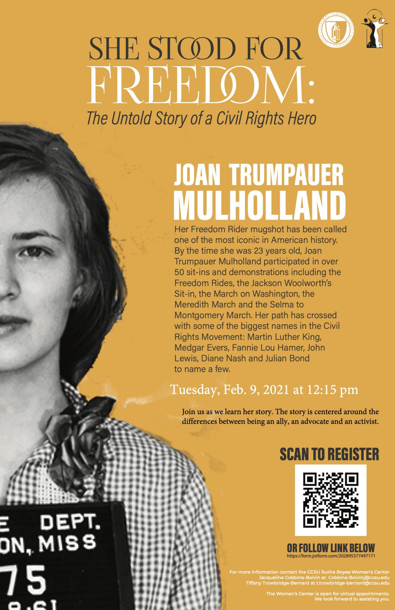 CCSU Ruthe Boyea Women’s Center Event - Joan Trumpauer Mulholland ...